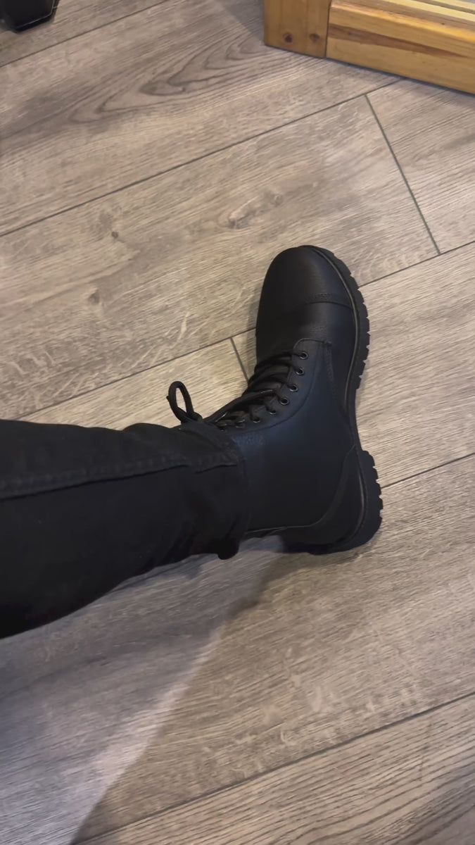 Leather Winter Boots In Total Black – EL PATRON CLOTHING STORE
