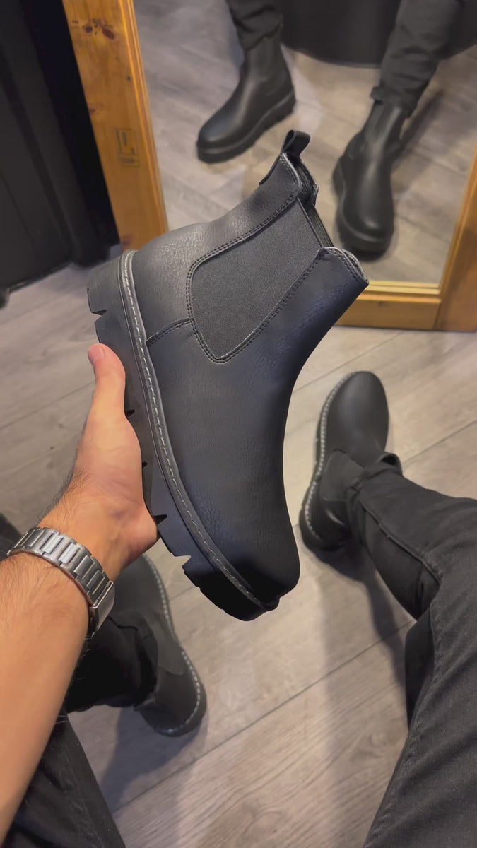 Leather Chelsea Boots In Total Black – EL PATRON CLOTHING STORE